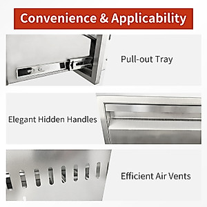 Pull Out Trash Drawer 16" Wx22 H×16.5" D Built-in Single Trash Drawer Propane Tank Drawer Stainless Steel Trash Bin for BBQ Island Grill Station