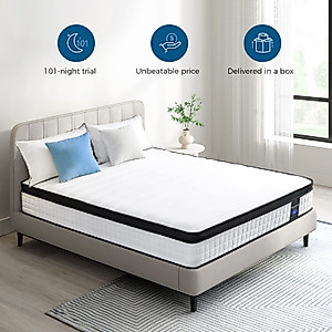 Inofia Twin Mattress, 10 Inch Twin Size Hybrid Mattress, Breathable Comfortable Cool Single Mattress, Supportive & Pressure Relief, Motion Isolating Individually Wrapped Coils, Medium Firm