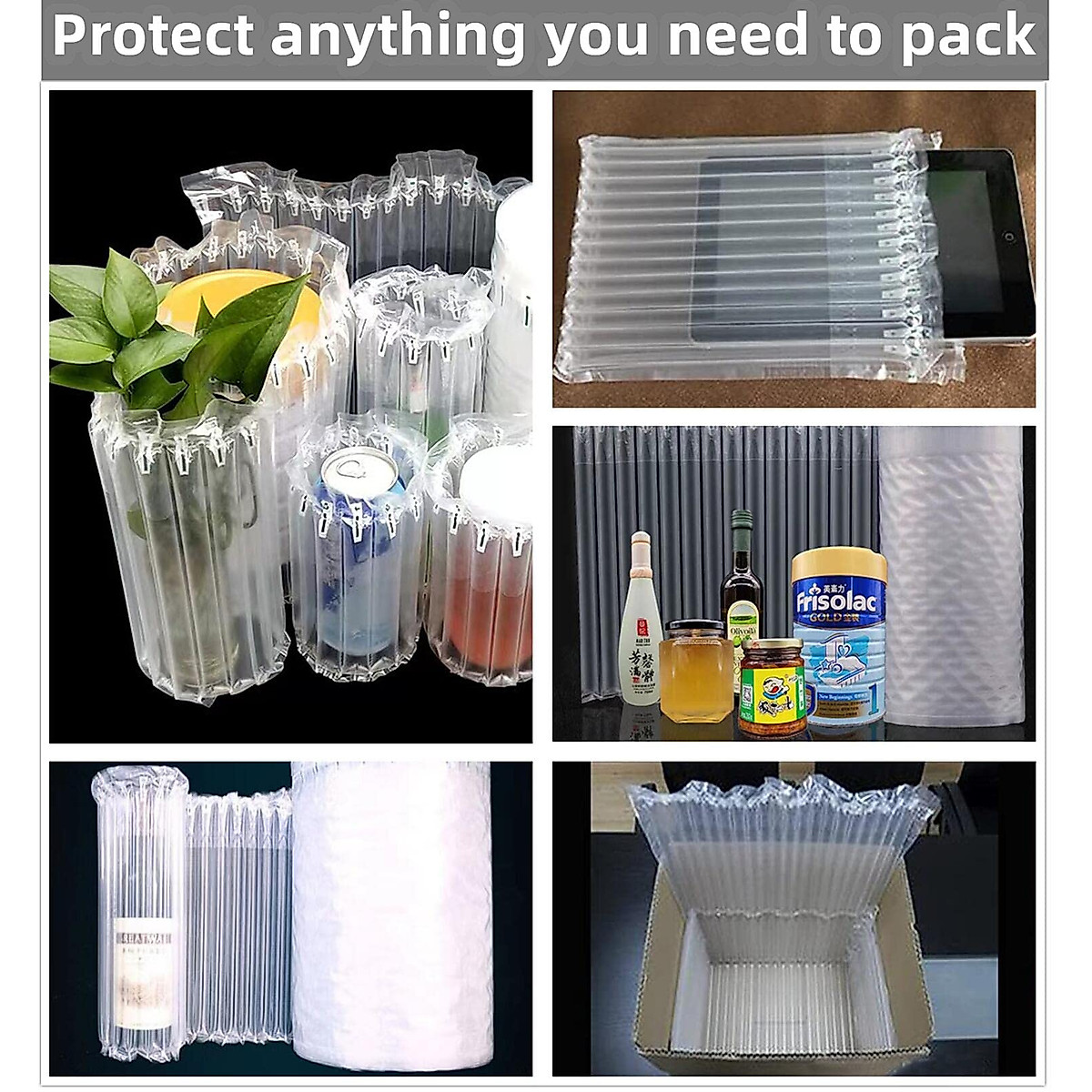 Bubble Cushioning wrap Roll Packing - 15.8inch x 164feet Inflatable Packing Material, Large Bubble Roll Wrap with Free Pump, Large air Pillow for heavy duty Bottle Protector, Shipping Supplies