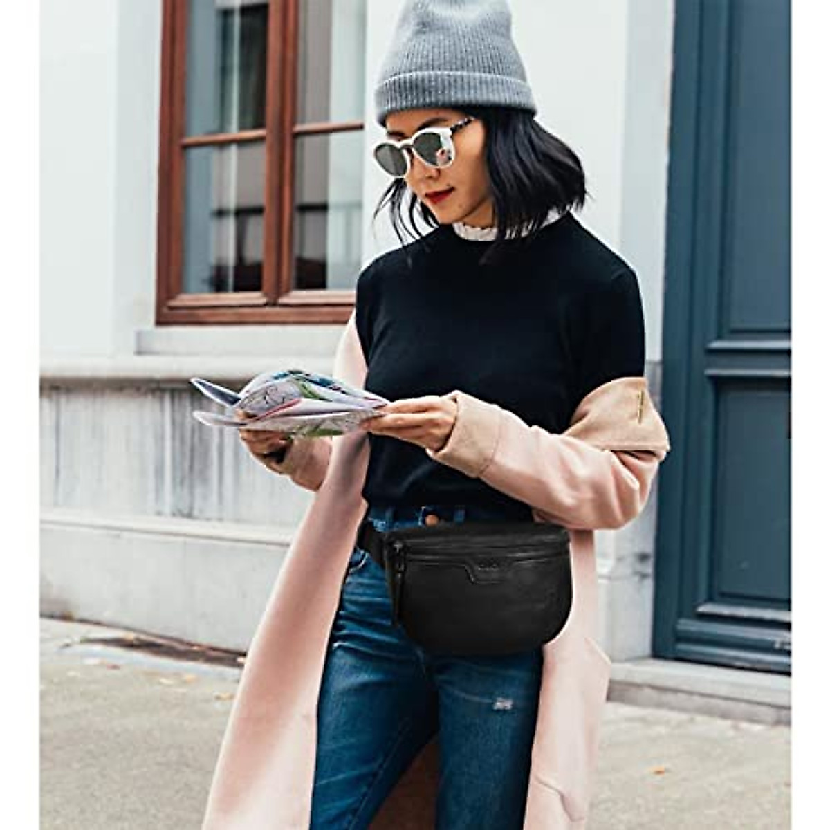 CLUCI Fanny Pack for Women Men Fashion Belt Bag Vegan Leather Waist Bag Crossbody with Adjustable Strap