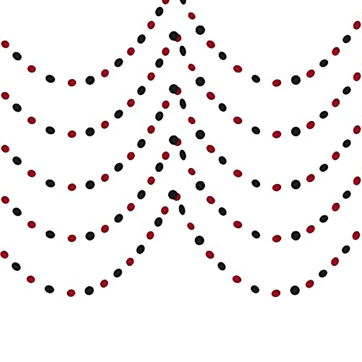 Red and Black Circle Garland, UNIIDECO Paper Dots Banner, Happy Birthday Baby Bridal Shower Bachelorette Party Streamer Backdrop Supplies, Classroom Cieling Bulletin Board Decor