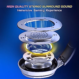 Gvyugke Wireless Gaming Headset 2.4GHz USB for PS5, PS4, PC, Switch, Mac, Bluetooth 5.2 Gaming Headphones with Detachable Microphone for Gamer, Surround Sound, 3.5mm Wired Jack for Xbox Series(White)