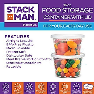 [48 Sets -32 oz.] Plastic Deli Food Storage Containers with Airtight Lids - Soup Containers with Lids