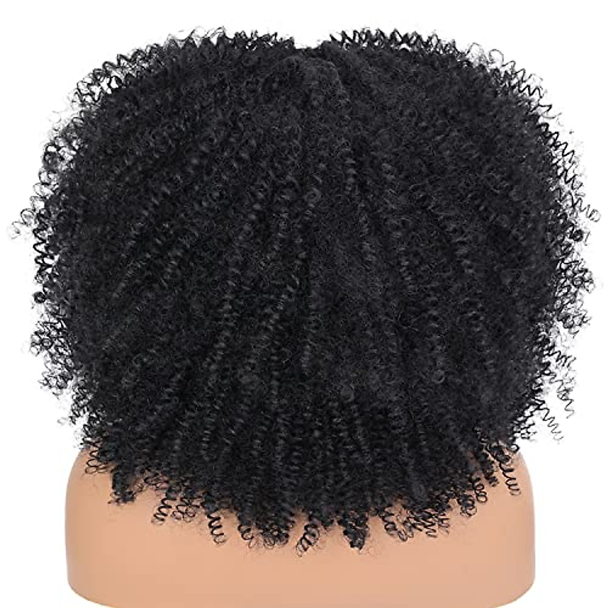 GKtineke Curly Afro Wigs for Black Women - Curly Afro Wig With Bangs Black Wig Short Afro Kinky Curly Wig 14 Inch Synthetic Hair Replacement Wigs (14 Inch, black)