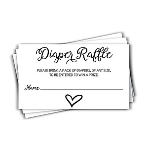 All Ewired Up 50 Gender Neutral Watercolor Heart Baby Shower Diaper Raffle Tickets, Lottery Insert Cards for Heart Baby Shower Invitations Supplies Games for Baby Gender Tickets (50-Cards)