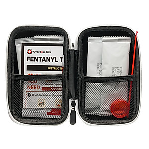 Fentanyl Test Strip Opioid Overdose Prevention Kit | Includes 5 Fentanyl Test Strips for Pills, Powders & Liquids + Naloxone Carry Case + Mixing Container + 10mg Spoon and Instructions (1)