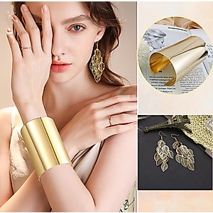 FIRAZIO 7 Pieces 70s Disco Accessories Costume Jewelry Set For Women Rimless Diamond Cutting Sunglasses Gold Cuff Bangle Bracelet Layered Choker Necklace Disco Earrings