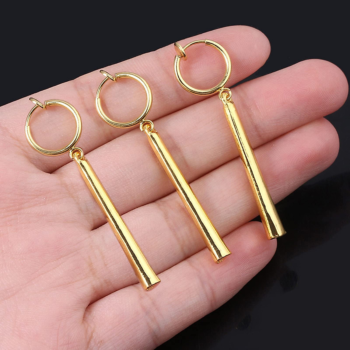 XHBTS One Piece Zoro Earrings - Gold Clip On Anime Cosplay Earrings for Anime Lovers 3 Set with Mini Cloth and Mini Box(Clip on)