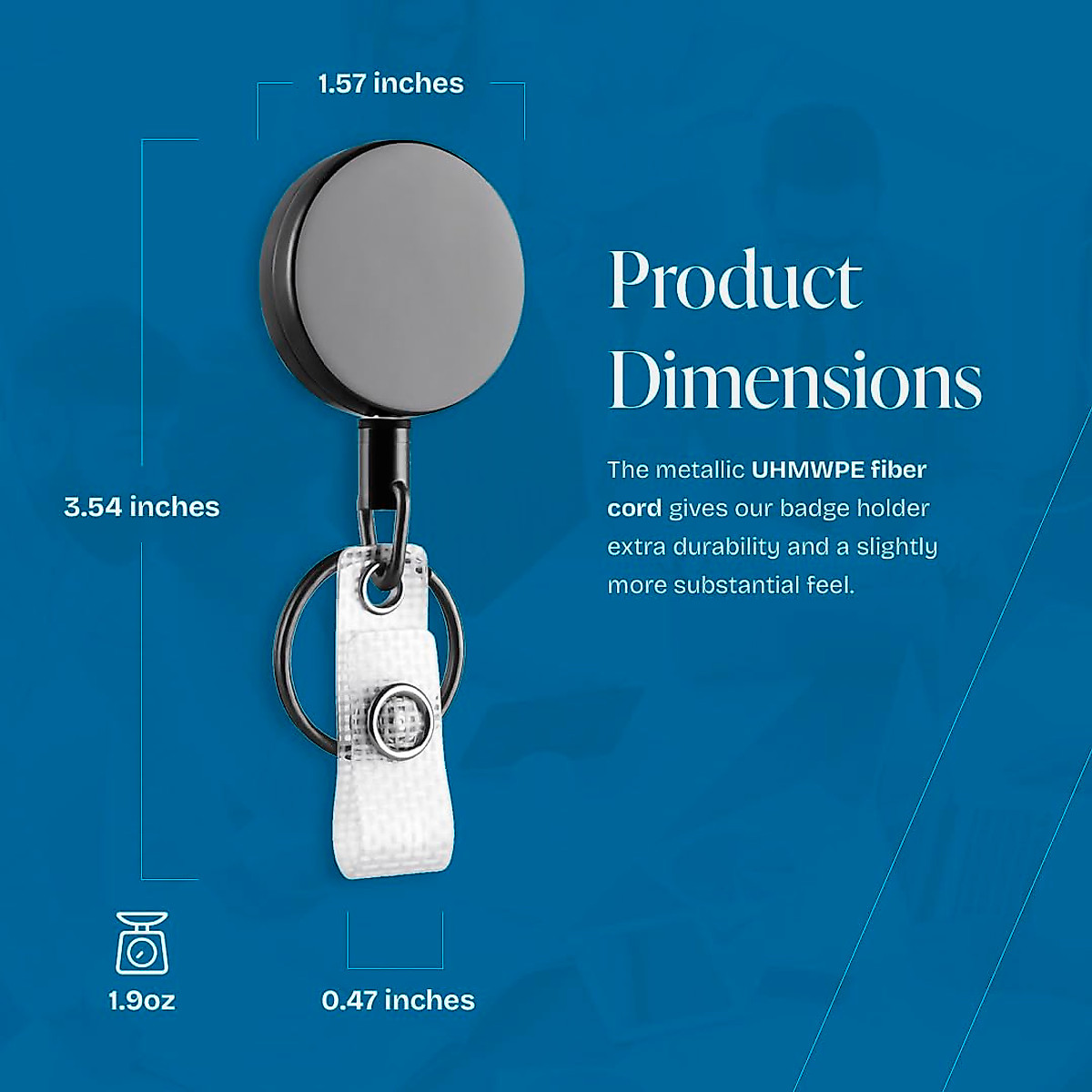 2 Pack Heavy Duty Retractable Badge Holder Reel, Will Well Metal ID Badge Holder with Belt Clip Key Ring for Name Card Keychain [All Metal Casing, 27.5" UHMWPE Fiber Cord, Reinforced Id Strap]