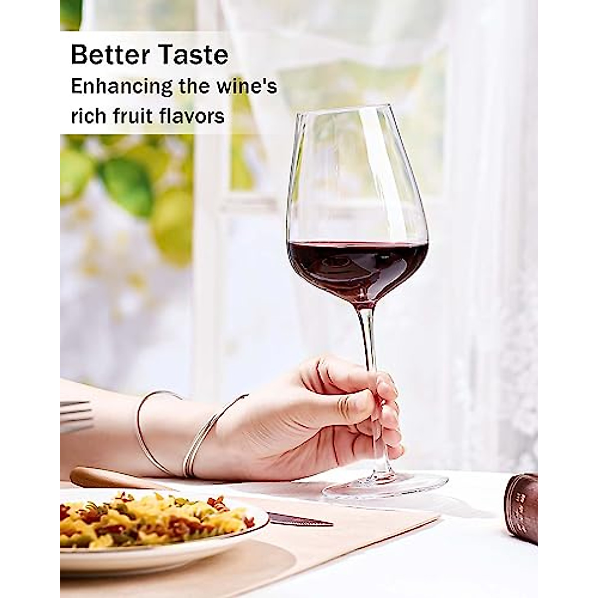 JBHO Hand Blown Italian Style Crystal Bordeaux Wine Glasses - Great Gift Packaging - Red Wine Glasses Lead-Free Premium Crystal Clear Glass - Set of 4-18 Ounce