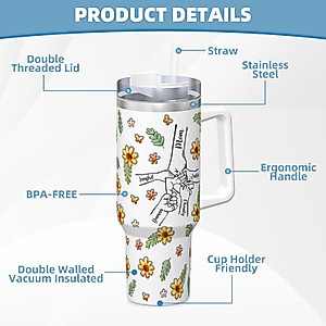 Personalized 40 Oz Stainless Steel Tumbler Best Mom Ever Cup Gift, Custom Name 3D Inflated Effect Travel Mug, Birthday Valentine's Day Coffee Mug for Mom Nana Mothers Day Gifts for Mom,04