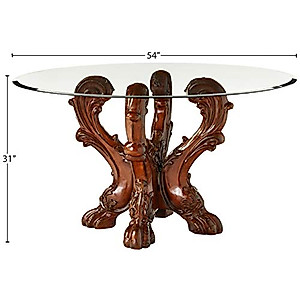 ACME Dresden Dining Table w/Pedestal - - Cherry Oak