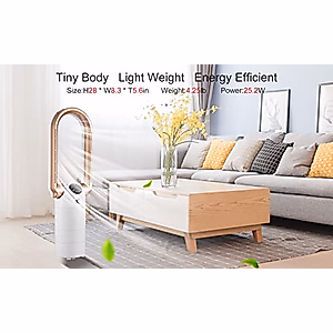 Ocean Loong Bladeless Tower Fans with Remote Control, 28 inch Quite Cooling Fan with 120° Oscillation & 270°Tilt Head, 9 Hours Timer, 9 Speeds Air Circulator for Bedroom Office Home, White/Gold