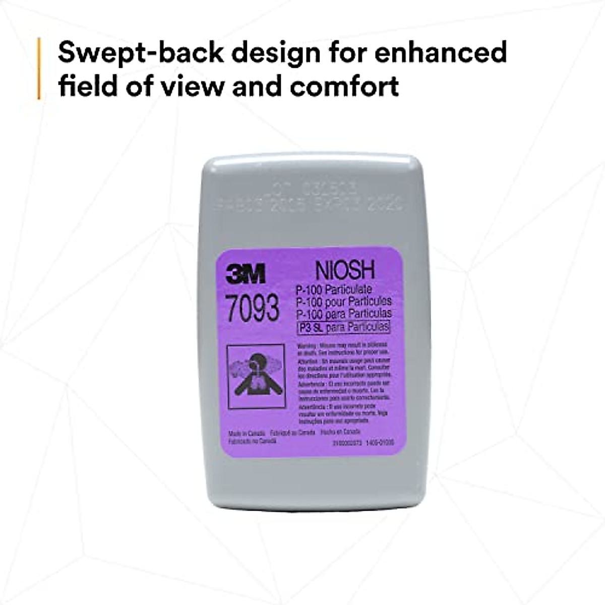 3M Personal Protective Equipment P100 Respirator Filter 7093B, 1 Pair, Helps Protect Against Oil and Non-Oil Based Particulates, Asbestos, Mold, Silica, Grinding, Sanding, Welding