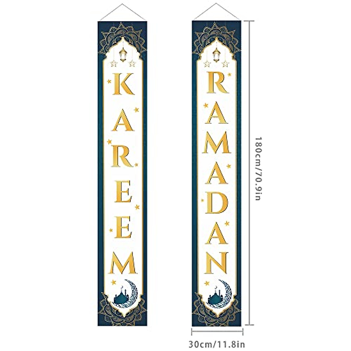 BTZO Ramadan Kareem Porch Banner,Eid Mubarak Door Banner Decoration Hanging Cover Sign for for Home Ramadan Eid Al-fitr Party Supplies