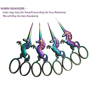 HITOPTY Unicorn Embroidery Scissors, Stainless Steel 4.5inch Cute Snips for Needlework, Cross-stitch, Embroidery, Sewing, Quilting and Needlepoint (Rainbow)