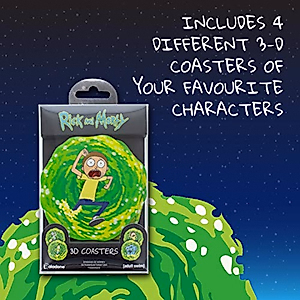 Paladone Rick and Morty 3D Set of 4 Drink Coasters, Multi Colored, 4 Count