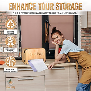 Dear Sally Extra Large Trash Bag Holder Dispenser for Kitchen | Garbage Bag Holder for Cabinet | Under Sink Organizer | Bamboo Trash Bag Organizer Wall Mount and Hooks | Fits 13, 30 & 33 Gallon Bags