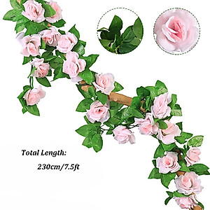 Fulercni 10PCS Fake Rose Garland, 7.5Ft Artificial Vines Flowers Hanging Rose Vine for Wedding Home Office Arch Arrangement Decoration