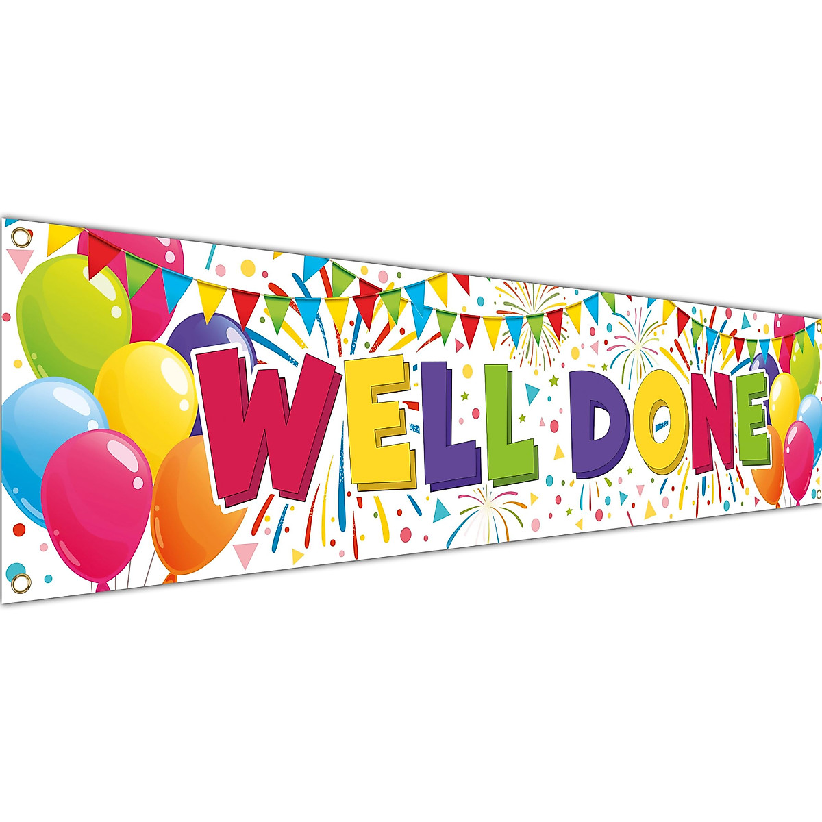 Well Done Banner - Congratulations Banner - Congratulations Decorations - We are so Proud of You Banner - Graduation Banner - Graduation Decorations for Prom - 6 x 1.3ft (White)
