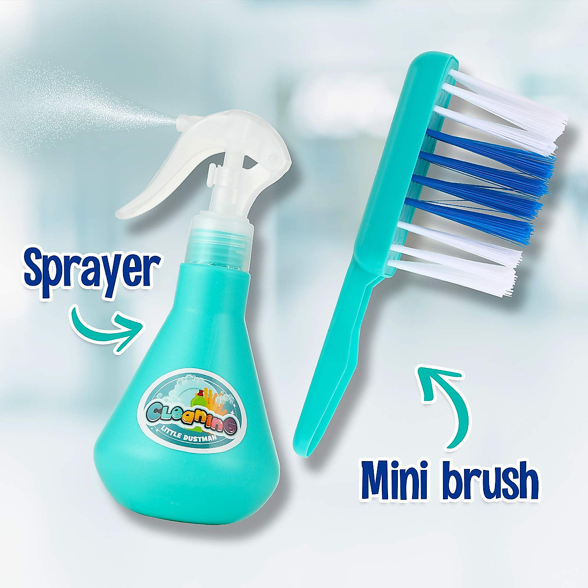 Kids Cleaning Set for Toddlers, Pretend Play Housekeeping Supplies Kit for Boys and Girls Complete with Broom, Mop, Dust Pan, Spray Bottle and More, Little Helper Tools and Montessori Toys