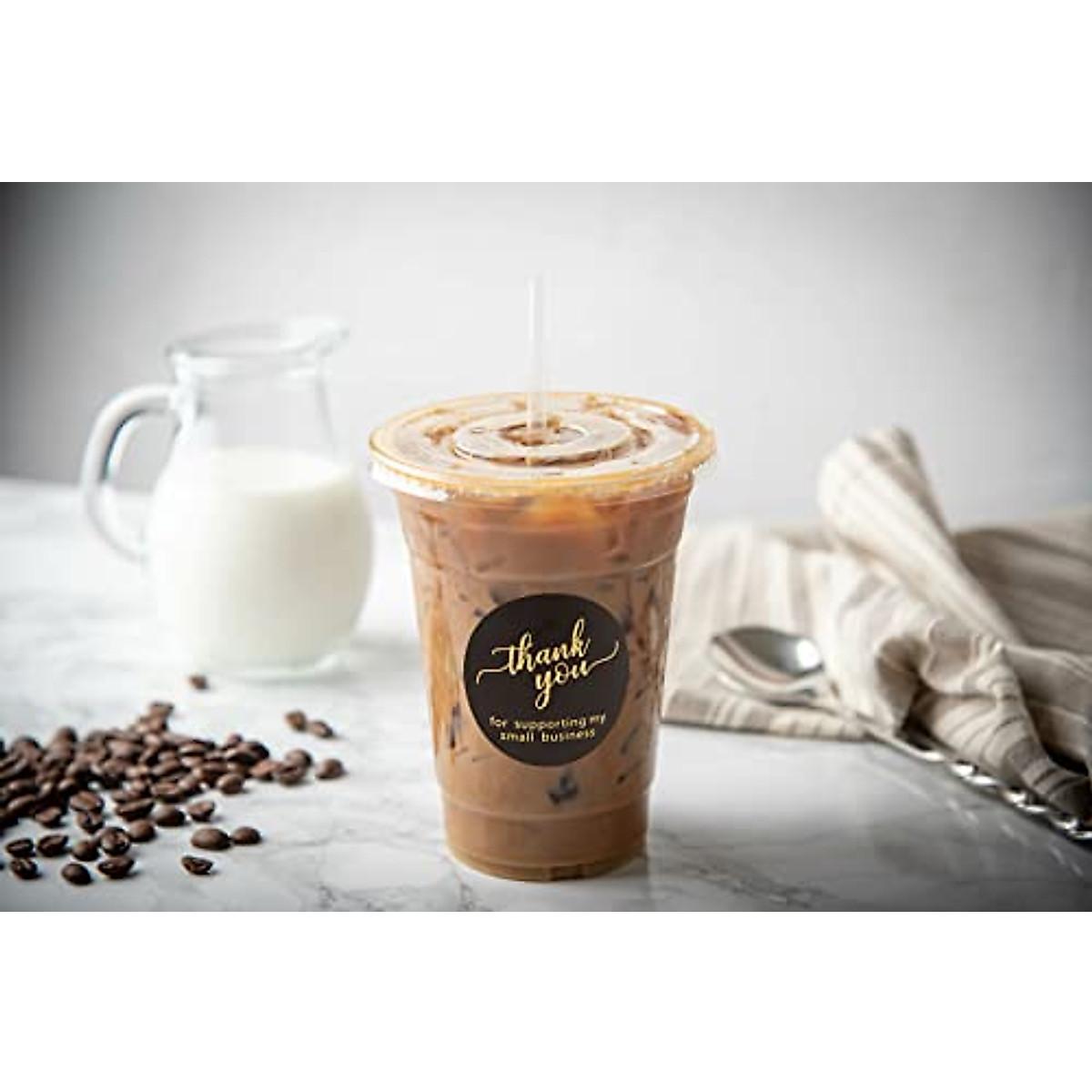 2 Inch Thank You Stickers Small Business - 500 Round Labels with 4 Designs – Black Stickers Roll with Gold Font Thank You - Waterproof Packaging for Business Boutiques Retailers