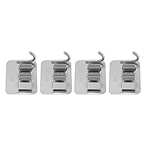 Kelepu Mop Broom Holder Stainless Steel Clip Hook Set Wall Mounted Gardening Tool Organizer Laundry Room Garage Silver 4Pcs