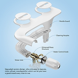 Bidet Attachment for Toilet, Bidet Attachment with Dual Nozzles, Non-Electric Dual Nozzle for Frontal & Rear Wash