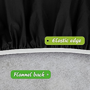 LUSHVIDA Round Waterproof Table Cover Tablecloth Vinyl Fitted Elastic Edged Plastic Table Cover Fits Tables up to 45"-56" R Black