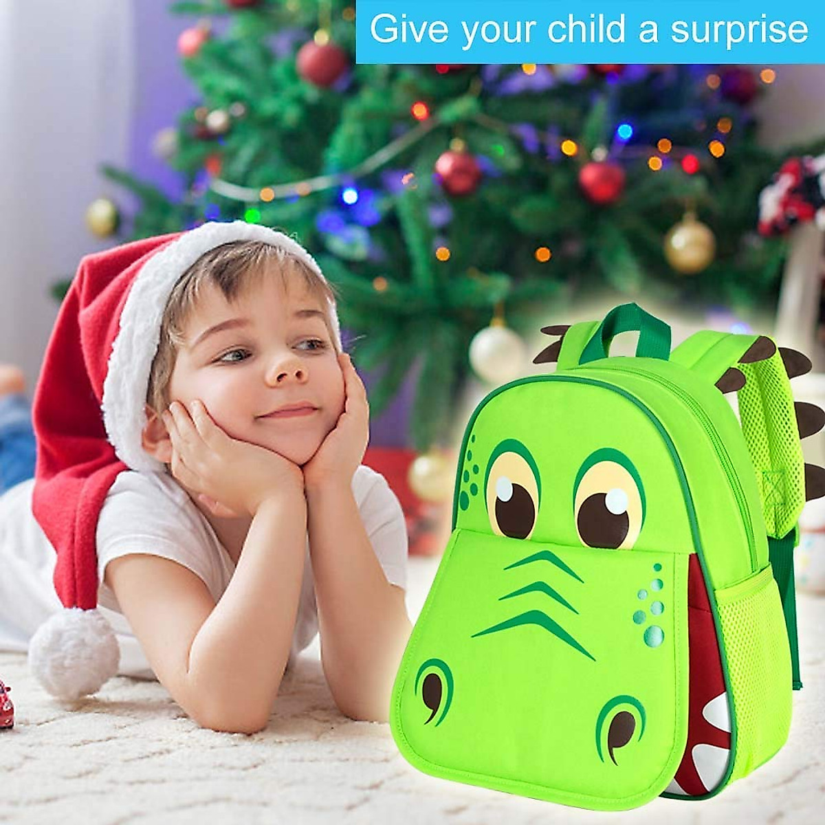 gxtvo Dinosaur Backpack for Boys, Toddler Kids Preschool Bookbag, 12" Cute Cartoon Animal Schoolbag