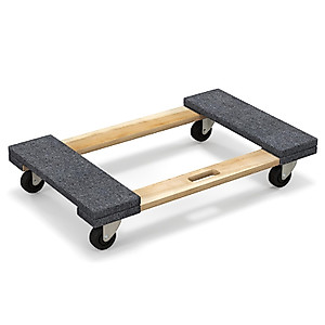 Goplus Furniture Moving Dolly, Heavy Duty Wood Rolling Mover with Wheels for Piano Couch Fridge Heavy Items, Securely Holds 1000 LBS (1 Pack with Handle)