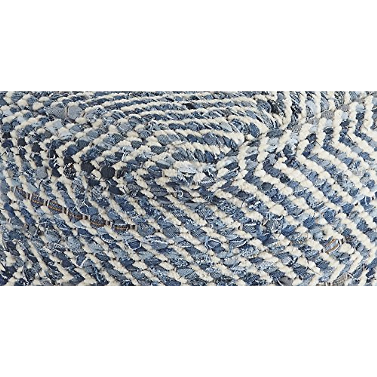 Signature Design by Ashley Chevron Handmade Woven Pouf 18 x 18, Blue and White