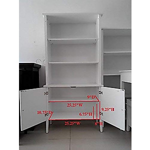 Kings Brand Furniture Wood Bookcase with Doors, White
