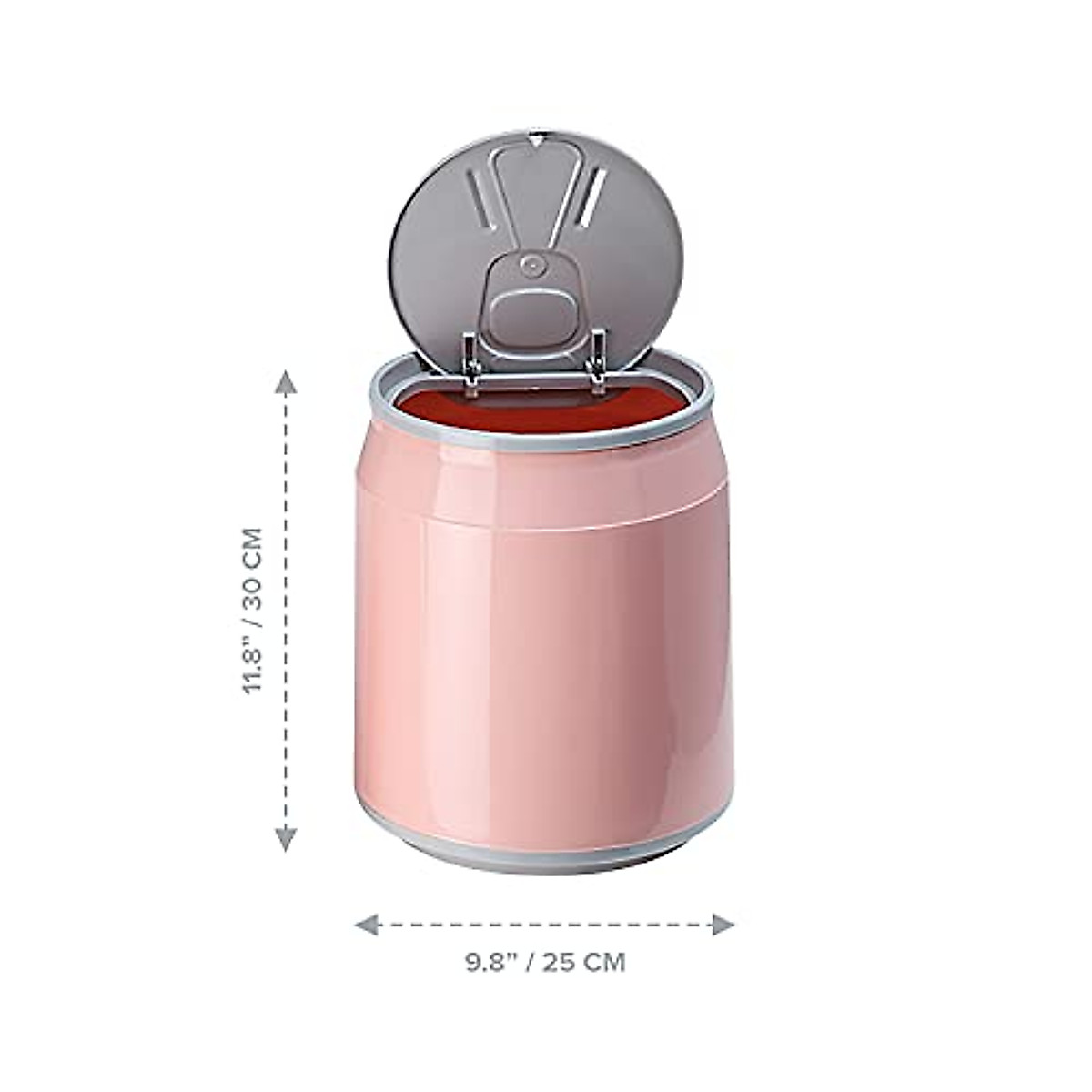 Soda Can Trash Bin - One Press Trash Can with Lid - Waterproof Plastic Garbage Can w/ Removable Top Cover - Kitchen Trash Can - Bathroom Wastebasket 9.8"x11.8" Large Trash Can - 13L/3.4Gal Capacity, Pink