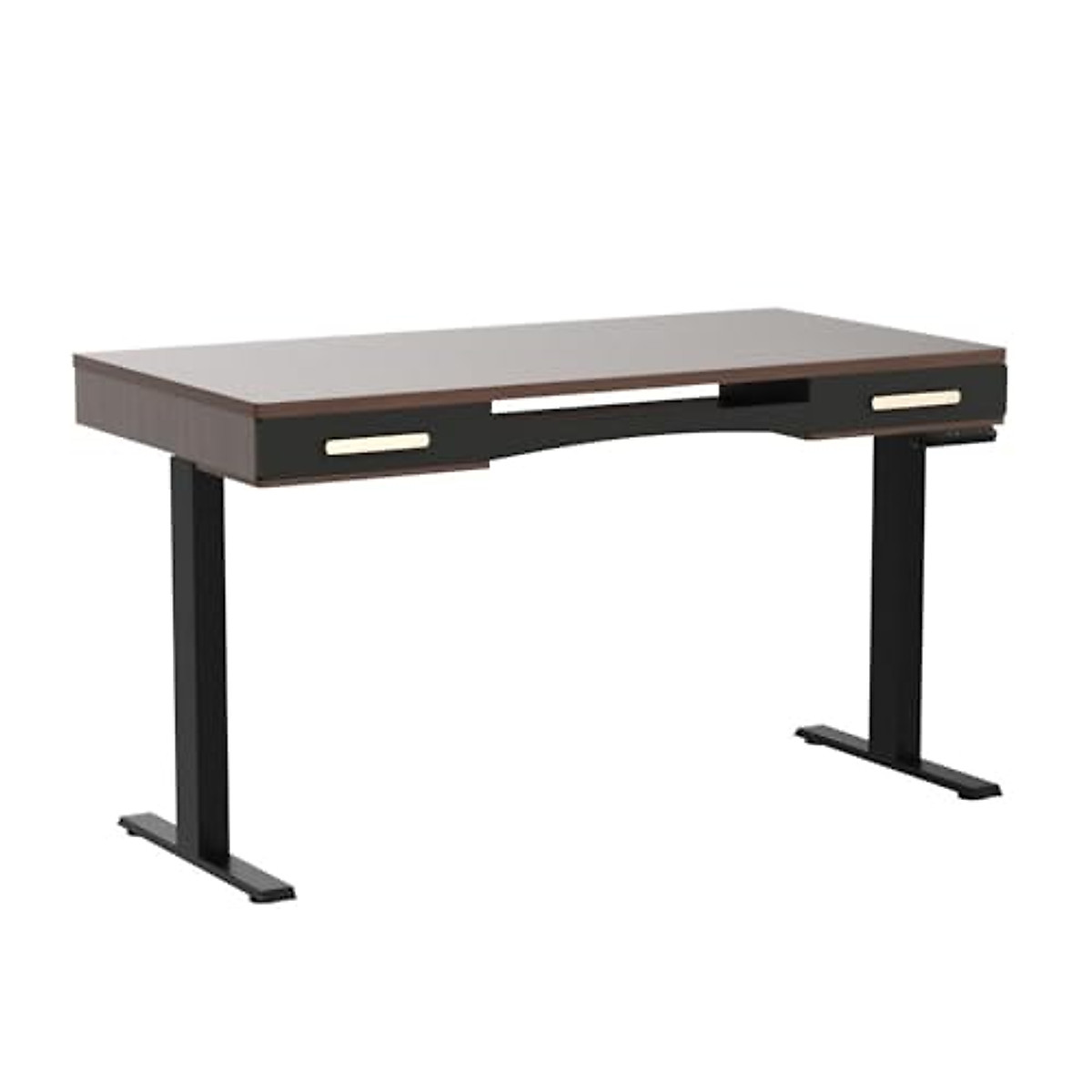 FEZIBO Standing Desk with Drawers, 48" x 26" Vintage Adjustable Standing Desk, Sit Stand Up Desk, Adjustable Height Home Office Desk, Mid-Century Executive President Office Desk