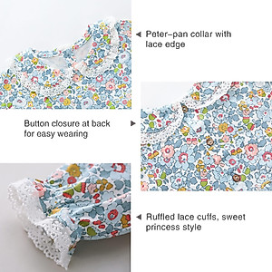 pureborn Toddler Girls Floral Dress Long Sleeve Spring Fall Playwear Dresses Floral Blue 2-3 Years