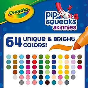 Crayola Pip-Squeaks Skinnies Washable Markers, 64 count, Great for Home or School, Perfect Art Tools