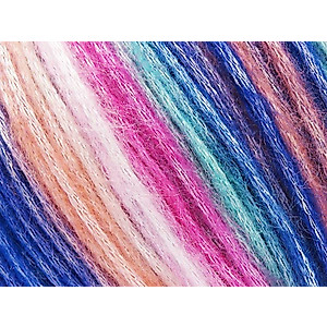 Pool Party - Aqua Blue, Peach, Pink + Picasso Yarn - Fuzzy with Subtle Sheen Yarn, Polyester, Acrylic Blend 50 Gram (1.75 Ounces) 125 Yards
