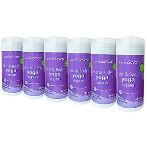 Yoga Wipes for Mat and Body - Bulk CASE of 6 - Natural Lavender and Tea Tree - by Jasmine Seven - for Studio, Gym, Spa, Fitness