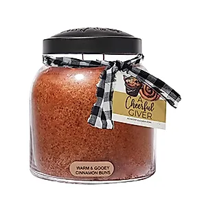 A Cheerful Giver - Warm & Gooey Cinnamon Buns Papa Scented Glass Jar Candle (34oz) with Lid & True to Life Fragrance Made in USA