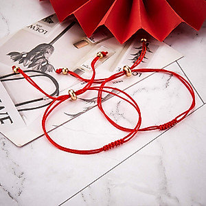 Hicarer Red Rope Bracelet 7 Knots Kabbalah Protection Red Cord Bracelet for Women Men Protection and Good Luck Favors (12)