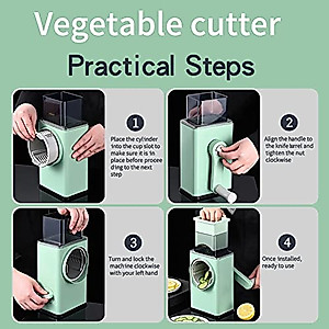 TIKBABA Rotary mandoline slicer,Chopper Vegetable Cutter(Green)