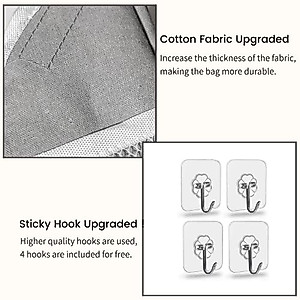 Kanrichu 2pcs Small Wall Hanging Organizer Bag, Linen Fabric Door Hanging Storage Basket with Pockets, Waterproof Bin for Kitchen, Bedroom, Office, RV Camper (Gray)