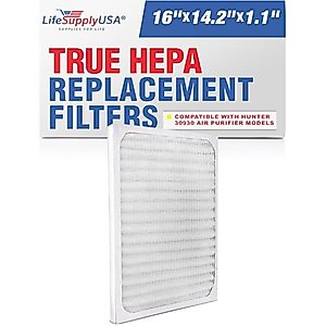 LifeSupplyUSA HEPA Filter Replacement for Hunter 30930 Air Purifier HEPATech System models 30020, 30393, 30200, 30201, 30205, 30250, 30253, 30255