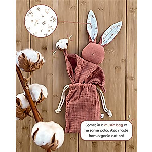 Mikito Organic Cotton Baby Muslin Lovey Bunny - Oeko-TEX & GOTS Certified - Security Blanket & Perfect Loveys for Babies - Unisex New Baby Gift for Ultimate Comfort & Peaceful Dreams