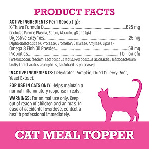 WINPRO- Cat Probiotic Meal Topper, Plasma-Powdered Formula for Gut Health, Seasonal Allergy Relief, Healthy Probiotic Supplement for Cat's, All Cat Breeds, 120 Scoops, Made in USA