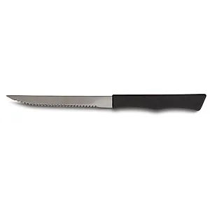 AME D’ESSENCE Set of 12 Stainless Steel Steak Knives - 4 1/4 Inch Serrated Edge, Pointed Tip, Plastic Handle - Ideal for Kitchen, Butter Cutlery, and Restaurants