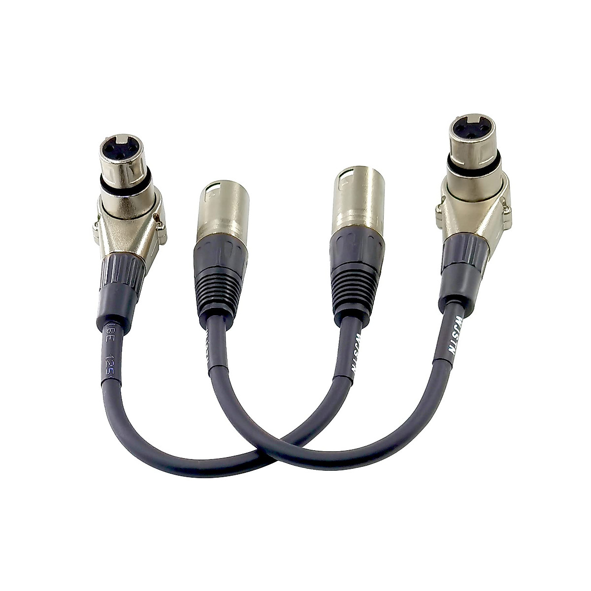 WJSTN 048 Right-Angle Female to Straight Male XLR Plug Cable - 1FT XLR Camera Adapter
