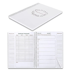 Weekly Meal Planner Notebook and Food Planner with Easy Tear off Grocery List & Expense Tracker Organizer, 52 Weeks, 10"X7", Spiral Design