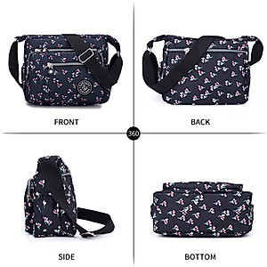 LassZone Lightweight Nylon Crossbody Bag for Women Multi-pocket Satchel Shoulder Bag Ladies Travel Handbags Waterproof Messenger Bag